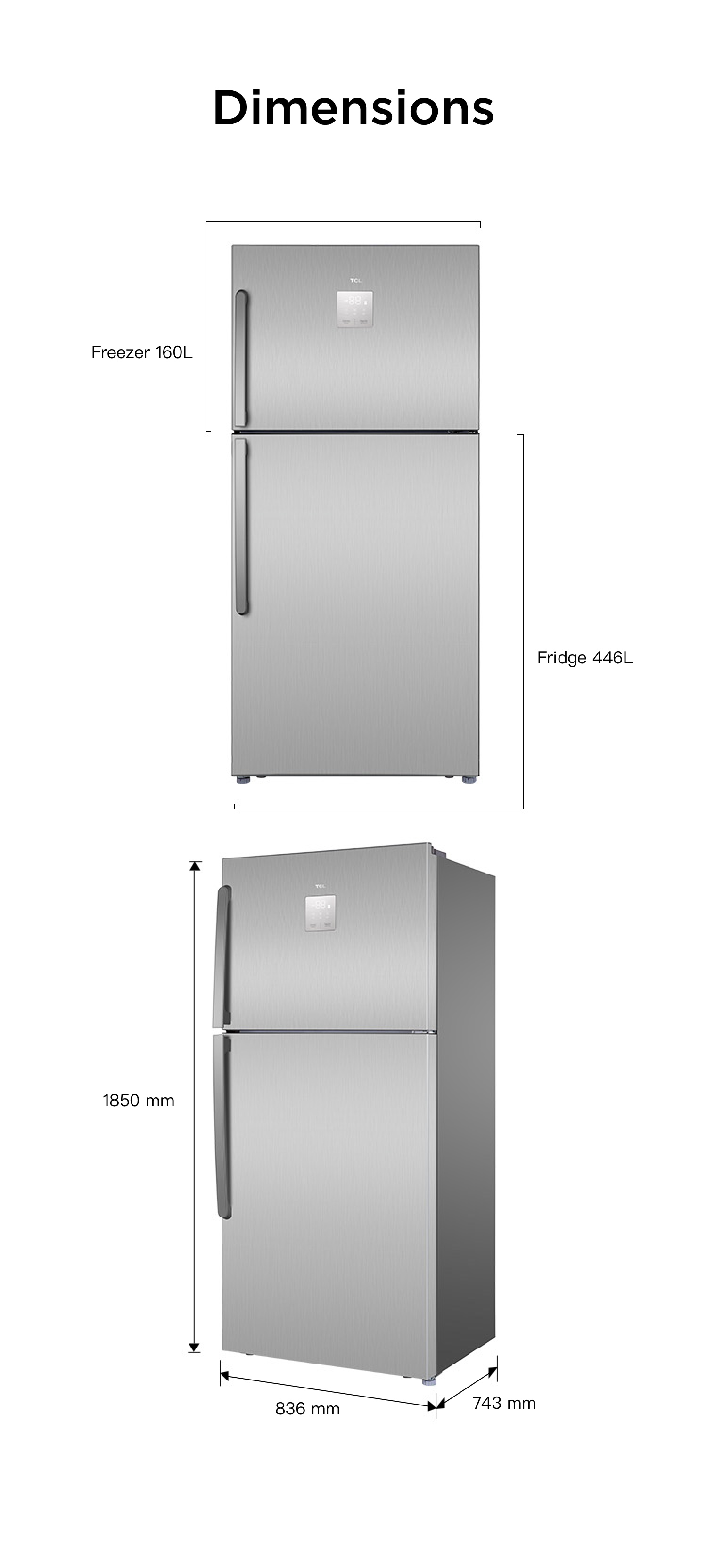 TCL Refrigerator P605TM-Top Mount Freezer-TCL Global