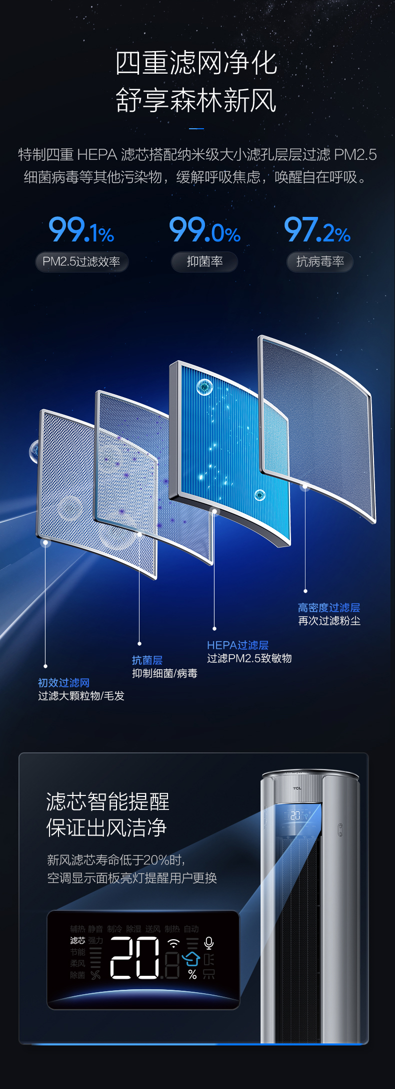 TCL3匹新风空调柜机-小蓝翼P7 | TCL官网