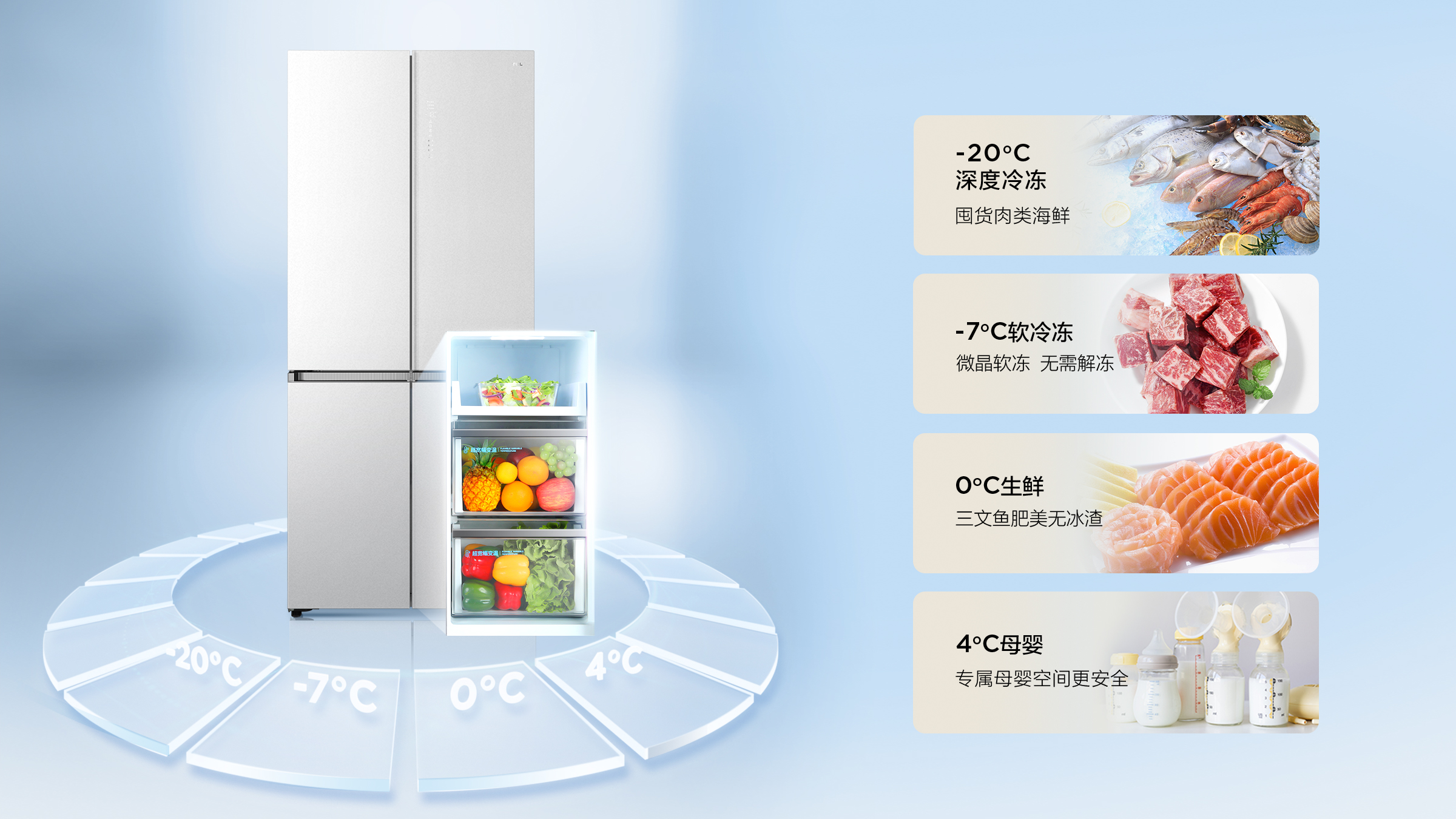 TCL R461P12-UQ 十字四门冰箱-超薄零嵌 | TCL官网