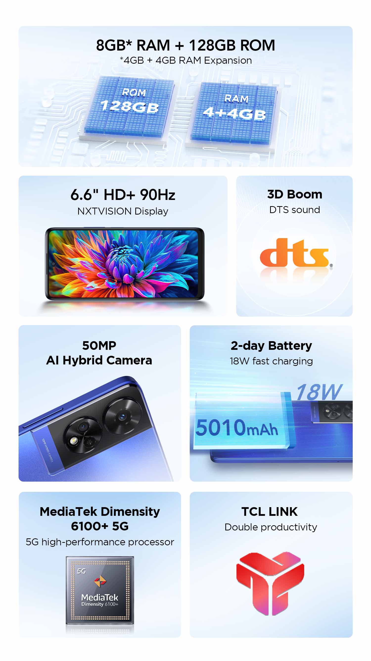 50 Series-TCL 50 5G | 6.6" HD+ 90Hz NXTVISION Display | TCL Global TCL ...