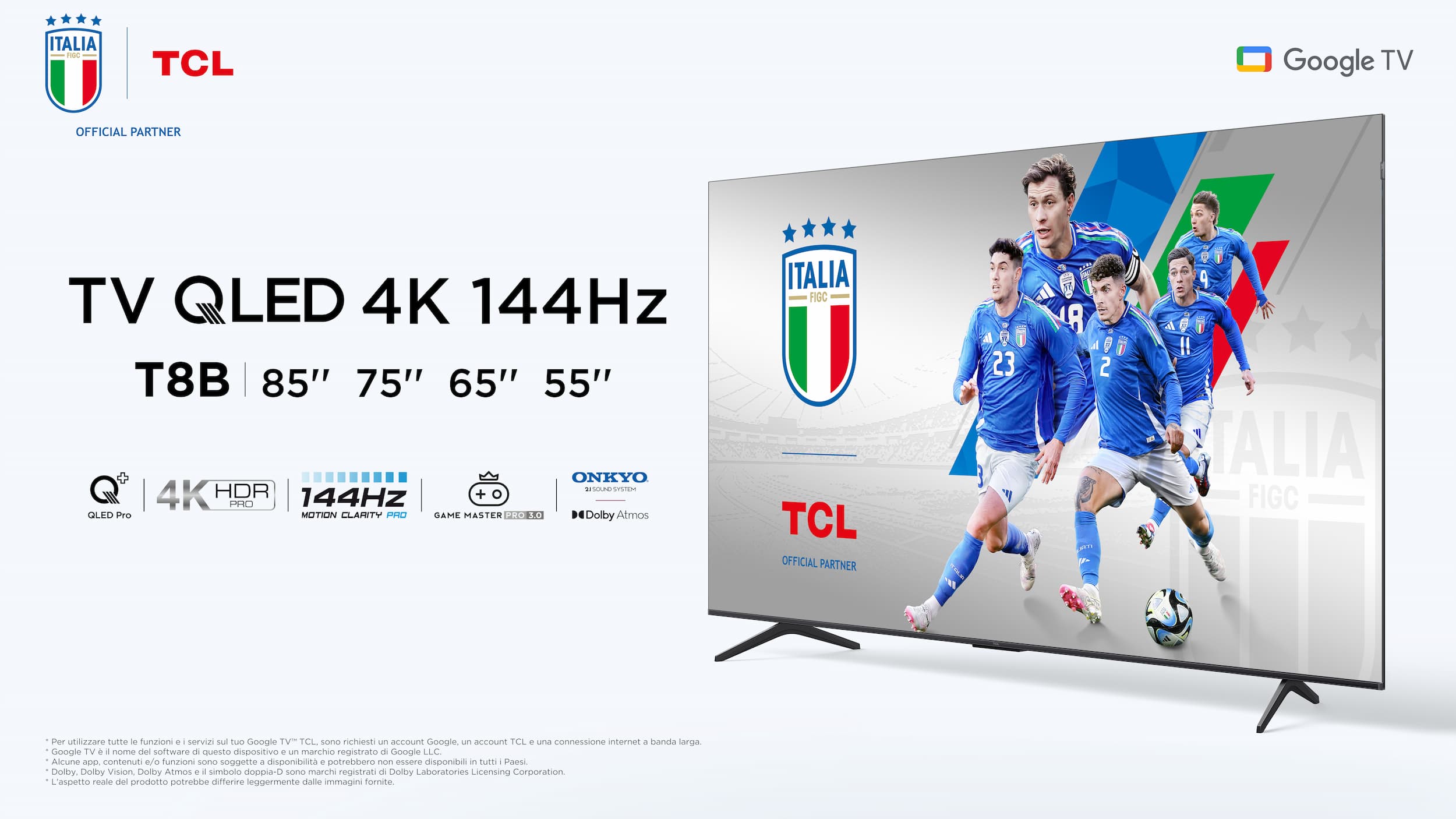 4K 144HZ QLED TV 85/75/65/55 inches - T8B - TCL Italy